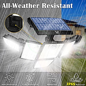 VENSSTNOR Solar Motion Sensor Flood Lights Outdoor - 496LEDs 3500LM 3 Lighting Modes 3 Levels Brightness, 6 Heads 360° Illumination, IP65 Solar Security Lights,for Porch Yard Patio Garage(2 Packs)