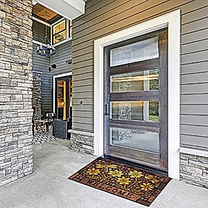 Durable Welcome Mat Outdoor,17x30 Inch Heavy Duty Non-Slip Rubber Front Door Mat Outside Door Mat Entrance Rug,Apply to Home High Traffic Area,Porch, Patio, Farmhouse，Entryway Floor Mats