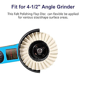 SCOTTCHEN Felt Flap Disc Abrasives 4-1/2" x 7/8" Arbor Buffing Polishing Wheel for Angle Grinder - 5 Pack