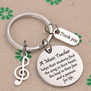 AHAETH Music Teacher Gifts Women Keychain For Men Male Funny Band Director Best Choir Music Note Keyring Music Teacher Keychain