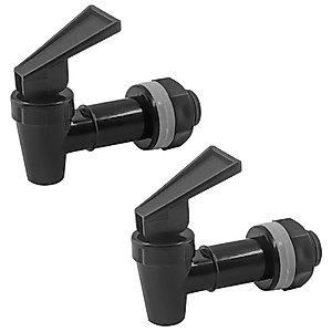 Rierdge 2 Pcs BPA-Free Replacement Cooler Faucet Water Bottle Jug, Water Dispenser Tap Set Reusable Spigot Spout Water Beverage Lever Pour Dispenser Valve Water Crock Tap (Black)