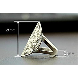 COSUMOSU Flower of Life Ring Silver 925 Sterling Silver Sacred Geometry Sizes US 8