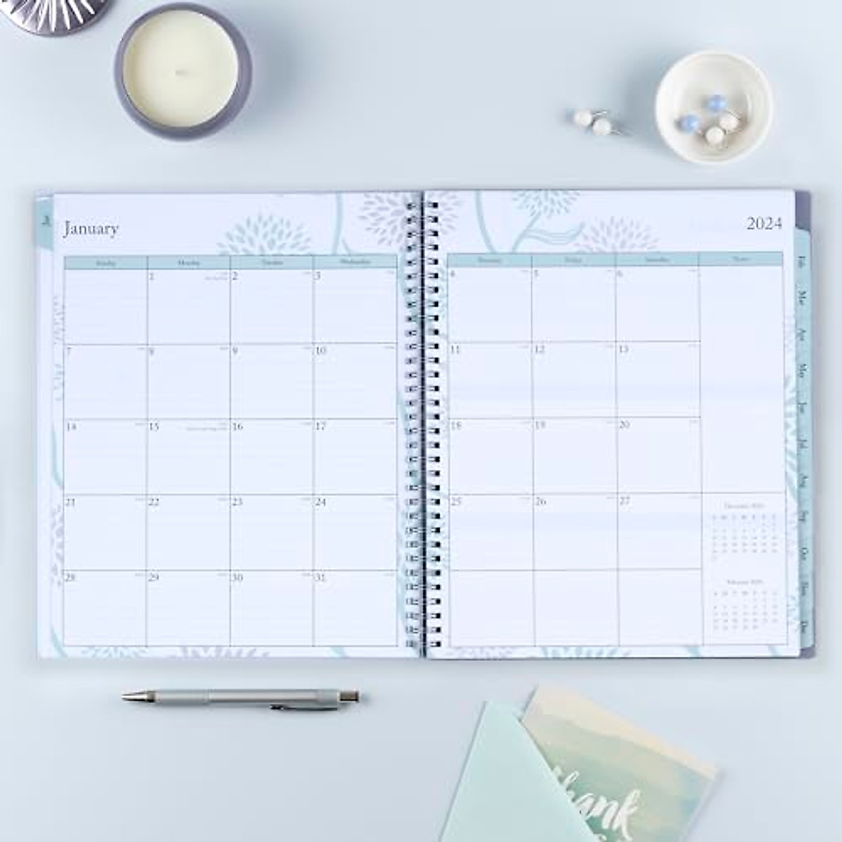 Blue Sky 2024 Weekly and Monthly Planner, January - December, 8.5" x 11", Frosted Cover, Wirebound, Rue Du Flore (101602-24)