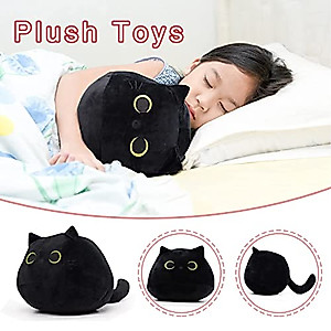iBccly Black Cat Plush Toy 16'' Black Cat Pillow,Soft Plush Doll Cat Plushie Cat Pillow,Stuffed Animal Soft Plush Pillow Baby Plush Toys Cat Shape Design Sofa Pillow Decoration Doll (B)
