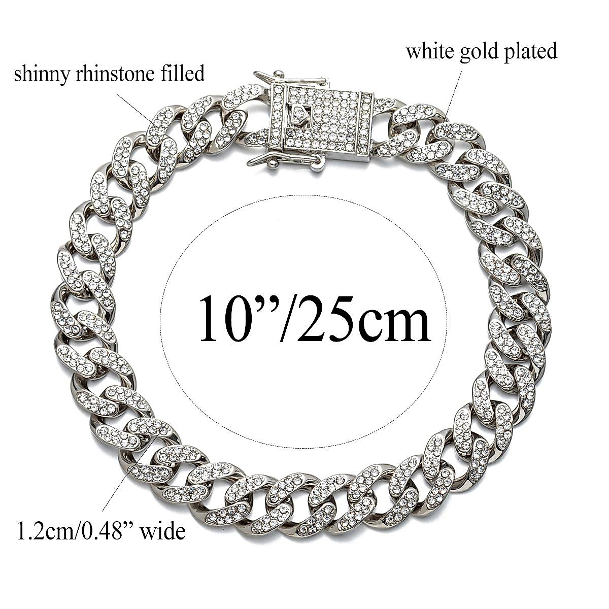 kelistom Cuban Link Anklet Bracelet for Women Men Hip-hop 18K Gold/White Gold Plated Iced Out Rhinestones Filled Chain Ankle Bracelets, 9" 10" 11"