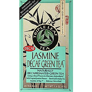 Triple Leaf Tea Jasmine Green Tea, Decaffeinated, 20 Count