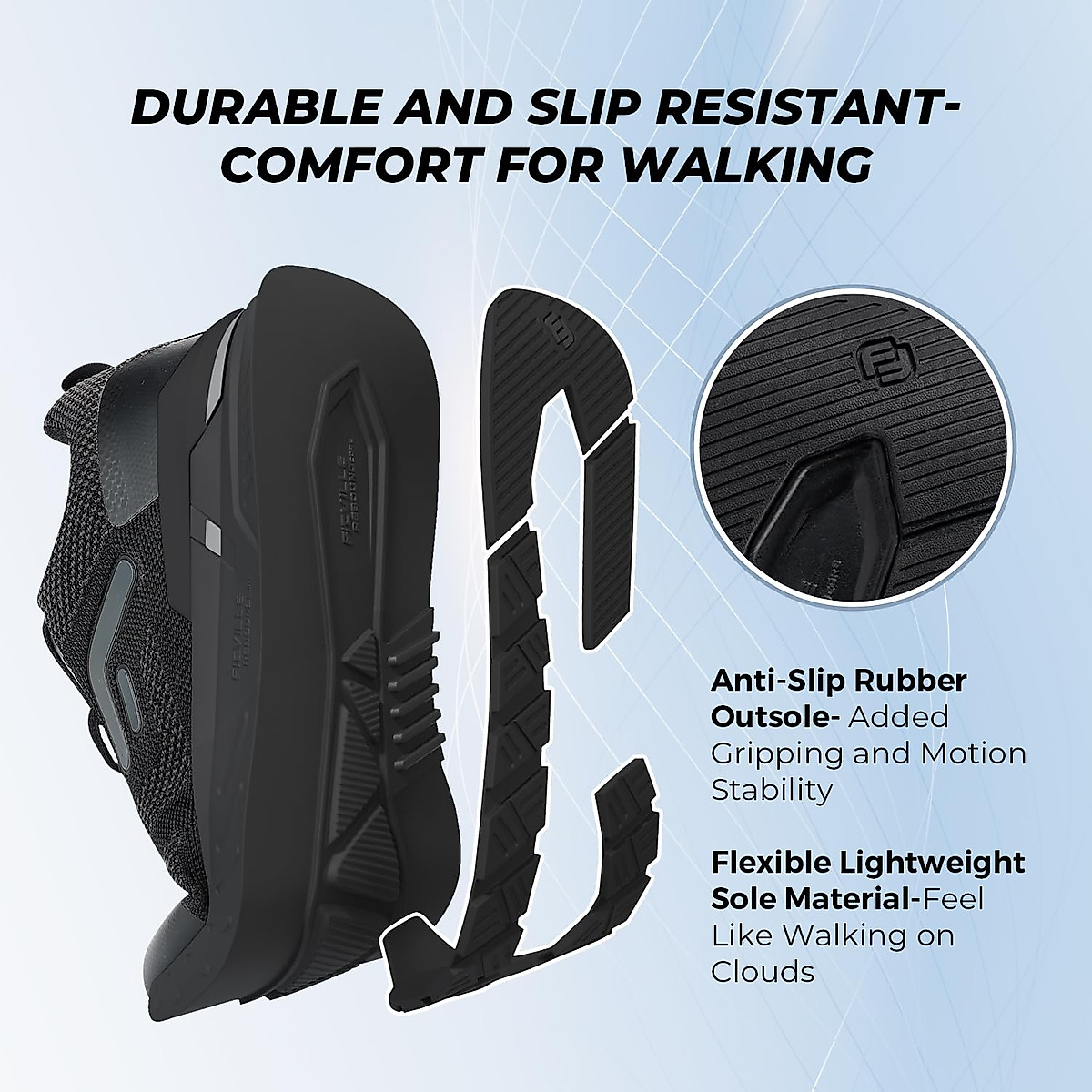 FitVille Slip On Shoes for Men Mens Athletic Shoes for Foot Pain Lightweight Tennis Shoes Durable Wide Feet Trail Running Shoes Half Size Walking Shoes (JETBLACK, 12 Wide)