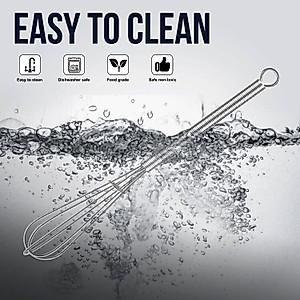 Eddeas Mini whisk, Small Whisk 2 Pieces, 5in and 7in 304 Stainless steel Wire Whisk for Whisking, Beating, Mixing Sauces, Blending Ingredients