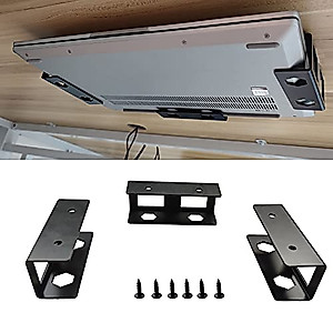 PIAOLGYI Black Under Desk Laptop Holder Mount with Screw,Under Desk Laptop Mount Bracket,Add On Under Table Laptop/Keyboard Storage（3 Pcs）