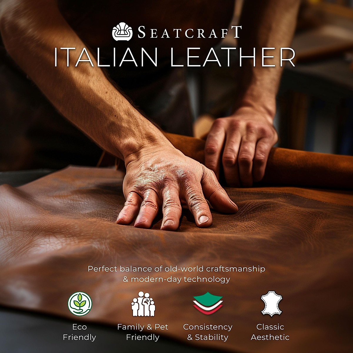 Seatcraft Julius - Big & Tall - Home Theater Seating - Living Room - 400 lbs Capacity - Italian Leather - Power Recline - Powered Headrest - USB Charging,Cupholders,Arm Storage,Single Recliner,Black