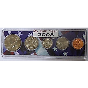 2008-5 Coin Birth Year Set in American Flag Holder Uncirculated