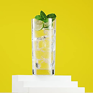 Godinger Highball Drinking Glasses, Italian Made Tall Glass Cups, Water Glasses, Cocktail Glasses - Made In Italy, 14oz, Set of 4