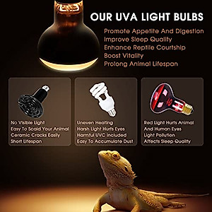 Briignite Heat Lamp Bulbs, UVA Reptile Light, Reptile Heat Lamp Bulbs E26 Base, 50W Basking Spot Bulb for Reptile, Full Spectrum Heat Light Bulb for Turtle Lizard Tank, Bearded Dragon, 1 Pack