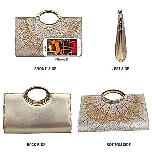 GESU Clutch Purses for Women Rhinestone Evening Bag Wedding Party Cocktail Purses Handbags,Gold.
