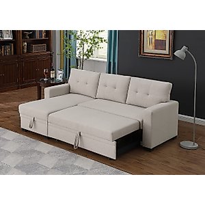 Devion Furniture Alexis Sofabed, 83" W x 53" D x 35H, Beige