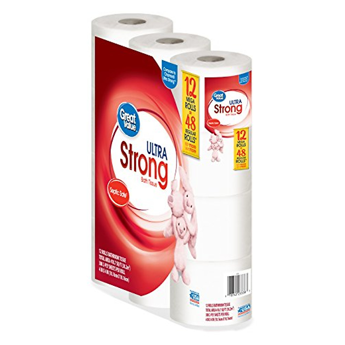 Great Value Ultra Strong Toilet Tissue Paper, 12 Mega Rolls