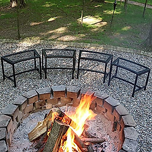 Sunnydaze Outdoor Curved Fire Pit Bench - Rustic Backyard Backless Powder-Coated Black Metal Mesh Garden, Patio, Porch and Deck Chair Seating - Set of 4