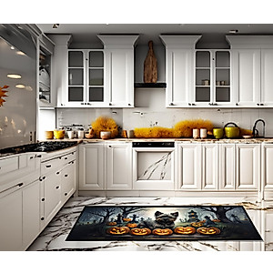 Caroline's Treasures Cairn Terrier Spooky Halloween Runner Mat 28x58 Front Door Mat Indoor Outdoor Rugs for Entryway Hallway Foyer Non Slip Washable Wide Doormat