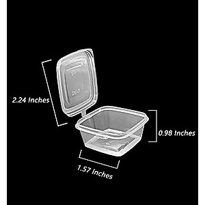 OULIGET Plastic Souffle Cups,Disposable Clear Leak Proof Sauce Cup With Hinged Lid,Used for Various Sauces,Food Samples,Storage Crafts,2 OZ,Square 50 Pieces