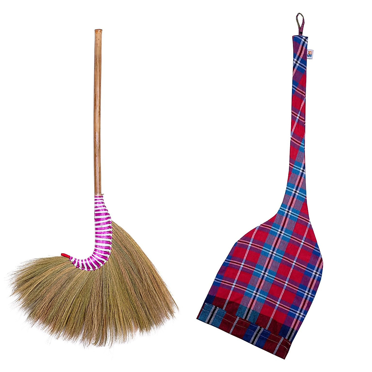 SN SKENNOVA - 40 inch Tall of Asian Flower Grass Broom Witch Broom Bamboo Stick Handle