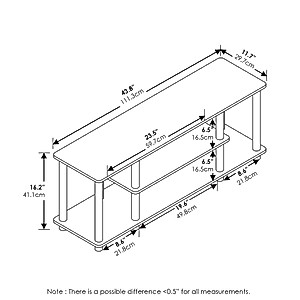 Furinno Turn-N-Tube No Tools 3D 3-Tier Entertainment TV Stand up to 50 inch TV, Round Tubes, Oak