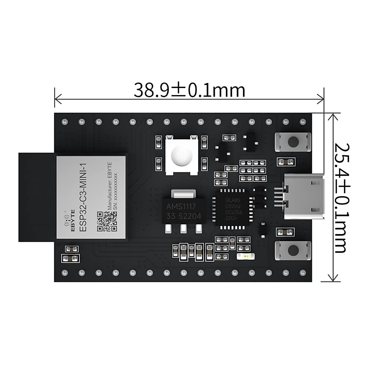 Test Kits for ESP32 ESP32-C3 2.4G WiFi Module ESP32-c3-mini-1 Dual Core Mcu Lower Power 20dbm 400m esp32 SOC PCB Antenna for Wearables and IoT Devices