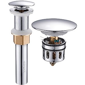 Bathroom Sink Drain, Vessel Sink Pop Up Drain with Detachable Basket Stopper,Anti-Explosion and Anti-Clogging Drain Strainer, Sink Drain Assembly Without Overflow Polished Chrome, REGALMIX RWF082A