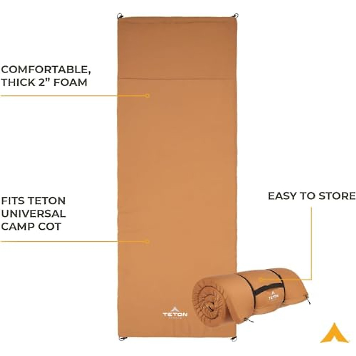 TETON Sports Adventurer Camp Pad; Sleeping Pad for Car Camping Brown, Adventurer/75" x 24" x 2"