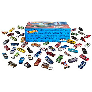 Hot Wheels Toy Trucks & Cars, 50-Pack, Set of 50 1:64 Scale Individually Packaged Vehicles, Instant Collection (Styles May Vary) (Amazon Exclusive)