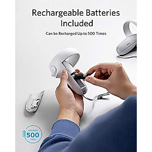 Anker Charging Dock for Oculus Quest 2, Oculus Certified Charging Station Stand Set, Headset Display Holder and Controller Mount Station with 2 Rechargeable Batteries, USB-C Charger and Cable