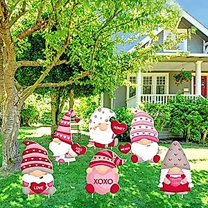 6 Pieces Valentine's Day Yard Signs Valentine Gnomes Lawn Decorations Gnomes Outdoor Love Signs Stakes for Garden Yard Wedding Anniversary Decor