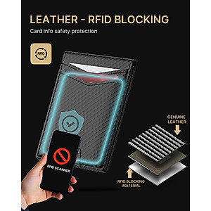 Wallet for Men with Stealth Pocket for Airtag: Leather Wallet with 3 in 1 Design, Removable ID Window, RFID Blocking, 17 Card Capacity, Slim, Carbon Fiber, Bill Divider, Front Wallet with Gift Box
