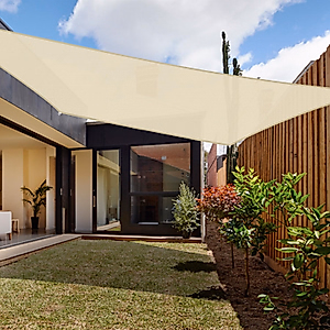 Coarbor 12'x14' Sun Shade Sail Outdoor Canopy Cover Rectangle Heavy Duty Shade Cloth for Backyard Yard Deck Patio Garden Outdoor, Beige