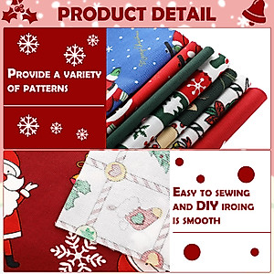 16 Pieces Christmas Fabric Fat Quarters Bundle Christmas Patterned Cotton Fabric Santa Claus Snowman Christmas Tree Print Quilting Fabric Cloth for Christmas Sewing Patchwork DIY Yard (16 x 20 Inch)