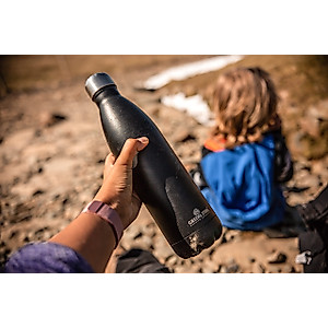 Stainless Steel Water Bottle – 25 oz Vacuum Insulated Double Wall with Screw Lid/Leak Proof Thermal Travel Sports Flask Coffee Canteen - 25 oz, Black