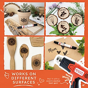 Scorch Marker Woodburning Pen Tool with Foam Tip and Brush, Non-Toxic Marker for Burning Wood, Chemical Wood Burner Set, Do-it-Yourself Kit for Arts and Crafts