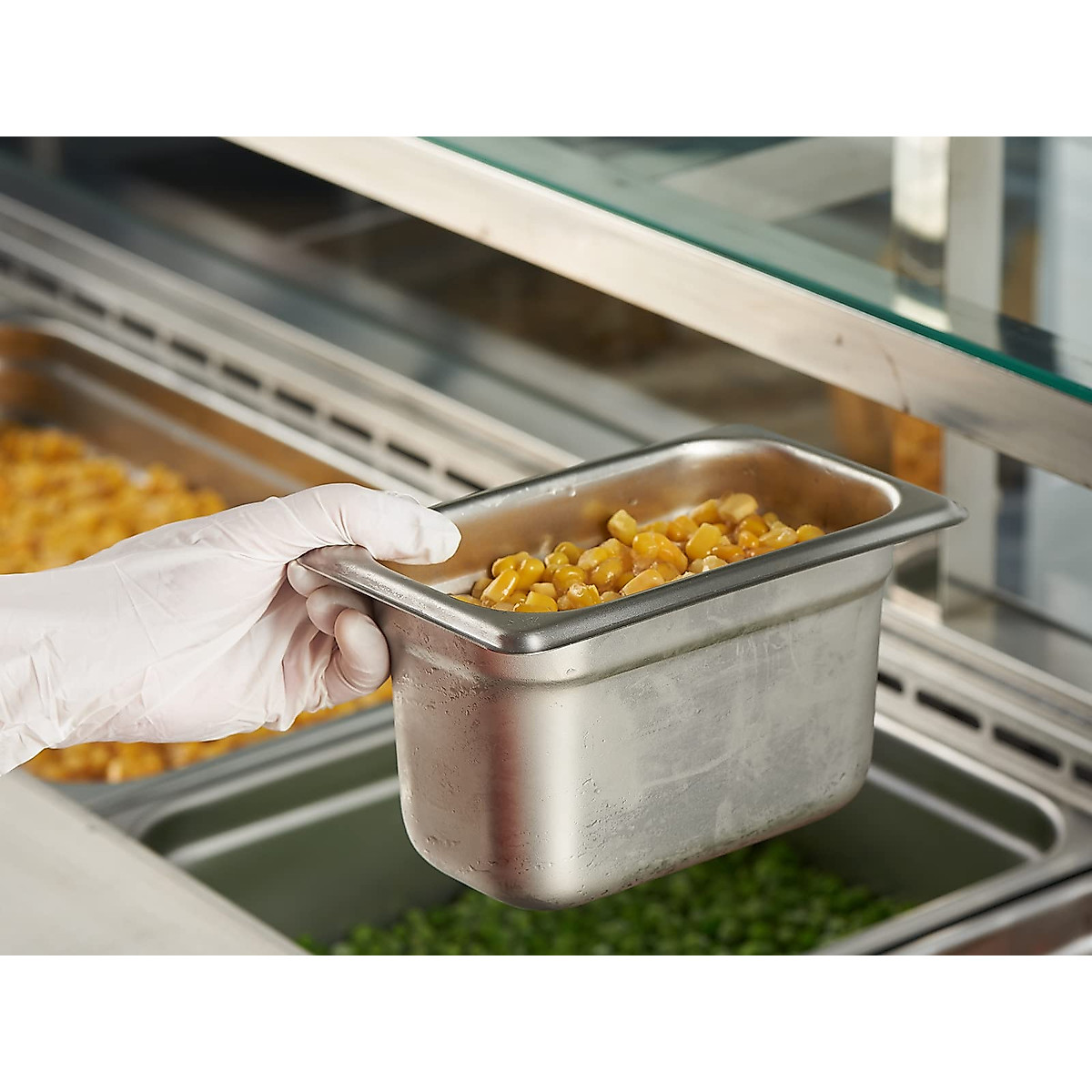 CURTA 6 Pack Anti-Jam Hotel Pans, 1/9 Size 4 Inch Deep, NSF Commercial 18/8 Stainless Steel Chafing Steam Table Pan, Catering Storage Metal Food Pan