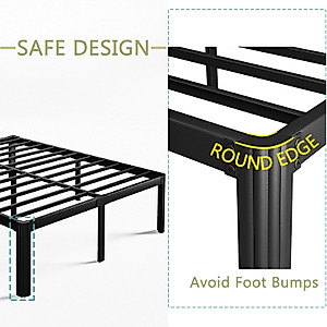 KERAMIK 14 Inch High Full Size Bed Frame No Box Spring Needed, Full Bed Frame Metal with Round Edge, Easy Assembly, Heavy Duty, Black