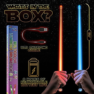 Lightsaber Drum Sticks Light Up Drum Sticks For Adults Lighted LED Rechargeable 15 Color Changing Star Wars Glow Drumming Drumsticks Glowing Drummer Plastic Drum Stick Anime Gift Set ２Sticks Per Pack