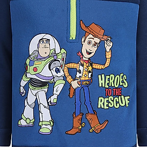 Disney Toy Story Boys Half Zip Up Hoodie for Toddler and Little Kids – Blue/Navy