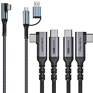 SUMPK VR Link Cable 20FT Compatible for Oculus Quest 2, USB 3.2 Type C to C 5Gbps High Speed Data Transfer Fast Charging Cord, USB C to USB C Cable 100W Right Angle USB 3.1 Cord 90 Degree