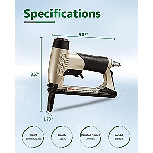 meite MT5016SLN Pneumatic Upholstery Stapler 20 Gauge 1/2-Inch Crown 1/4-Inch to 5/8-Inch Length Long Nose Stapler Fine Wire Stapler with Safety