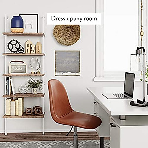 Nathan James Theo Industrial Bookshelf, 3-Shelf, Oak/White & Theo 5-Shelf Wood Modern Bookcase, Open Wall Mount Ladder Bookshelf with Industrial Metal Frame, Light Brown Oak/White