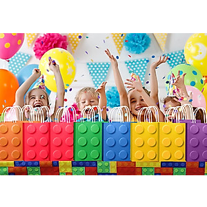 YOTNUS 𝟮𝟰 𝗣𝗰𝘀 Building Block Party-Favor-Gift-Bags, Small Gift Bags with Handles, for Building Block Birthday Party Baby Shower Decoration Supplies