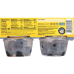 Pearls Olives To Go!, Large Ripe Pitted, Black Olives, 4.8 Ounce - 4 Count(Pack of 6)