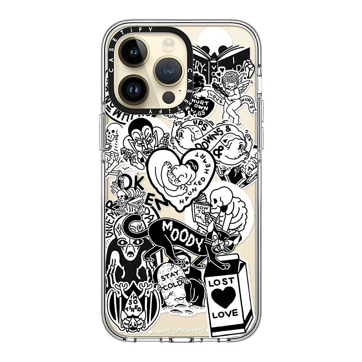 CASETiFY Clear iPhone 14 Pro Max Case [Not Yellowing / 6.6 ft. 3X Military Grade Drop Protection/Magsafe] - matt Darling Sticker Collage - Clear