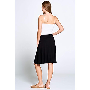 Popana Womens Casual Knee Length A-Line Stretch Midi Skirt Plus Size Made in USA Size XL Black
