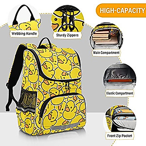 Sletend Large Capacity Printing Student Shoulder Bag for Children Teenagers Little Yellow Duck Cute Laptop Bag School Bag for Work School, Men's and Women's Travel Backpack