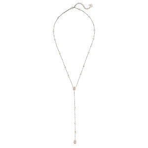 Kendra Scott Claudia Lariat Necklace for Women, Fashion Jewelry, Rhodium-Plated, Iridescent Drusy