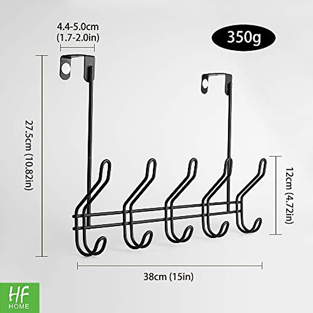 Over Door 10 Hooks Metal Storage Organizer Rack for Coats, Hoodies, Hats, Towels, Stylish Over Door Hanger for Home or Office Use, Heavy-Duty Iron Wire Black